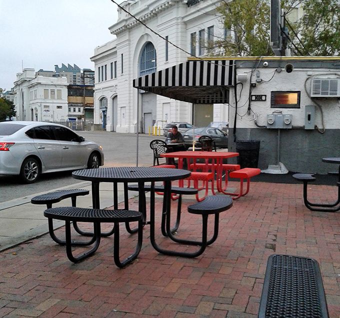 The dining patio&mdash;where sandwiches taste even better with a side of fresh air and people-watching opportunities.