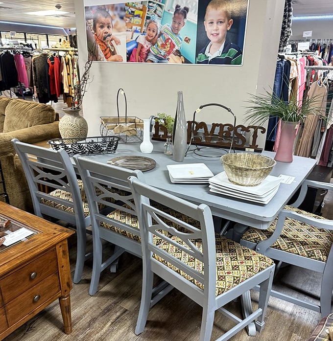 Dining sets that have hosted countless family meals now await their next chapter of memories.