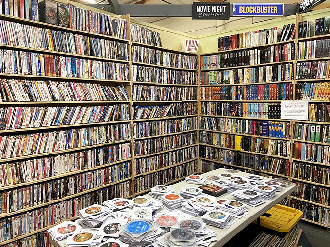 The Blockbuster section lives on! A nostalgic shrine to movie nights past, complete with forgotten direct-to-DVD treasures you never knew existed.