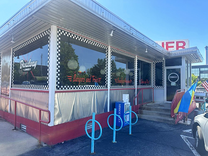 Those checkered window frames aren't just decoration&mdash;they're a promise that inside this diner, everything is done the proper, traditional way.