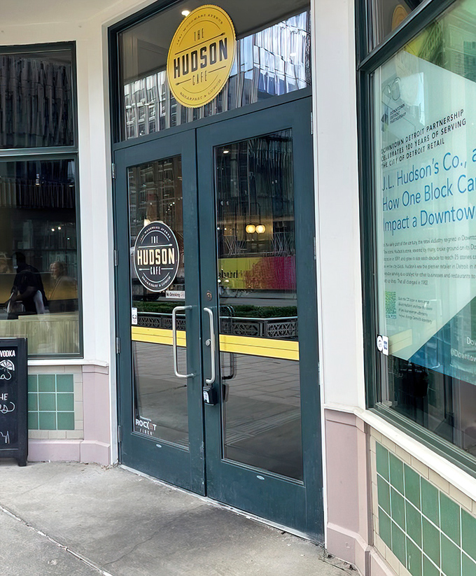 The entrance beckons with its clean lines and bold signage. Like a breakfast lighthouse guiding hungry souls to pancake salvation.