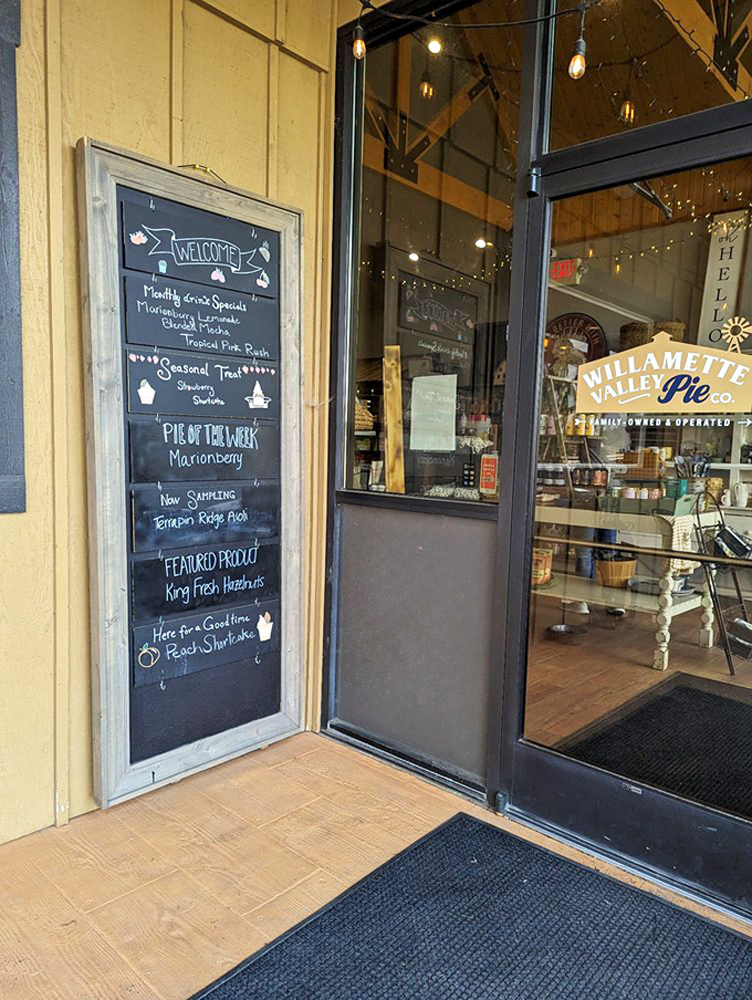 The entrance tells you everything you need to know &ndash; seasonal specials on a chalkboard and the promise of marionberry pie waiting just beyond that door.