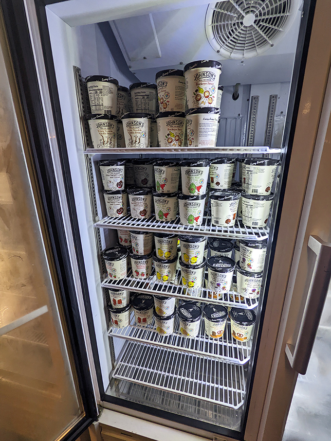 The freezer case&mdash;a gallery exhibition titled "Temptations in Pint Form." Take home what you can't finish in-store, if such willpower exists.