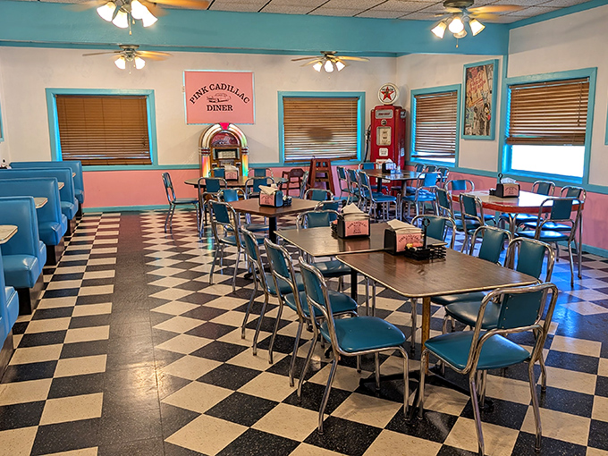 Vintage memorabilia and cozy seating create an atmosphere where every meal feels like a special occasion.