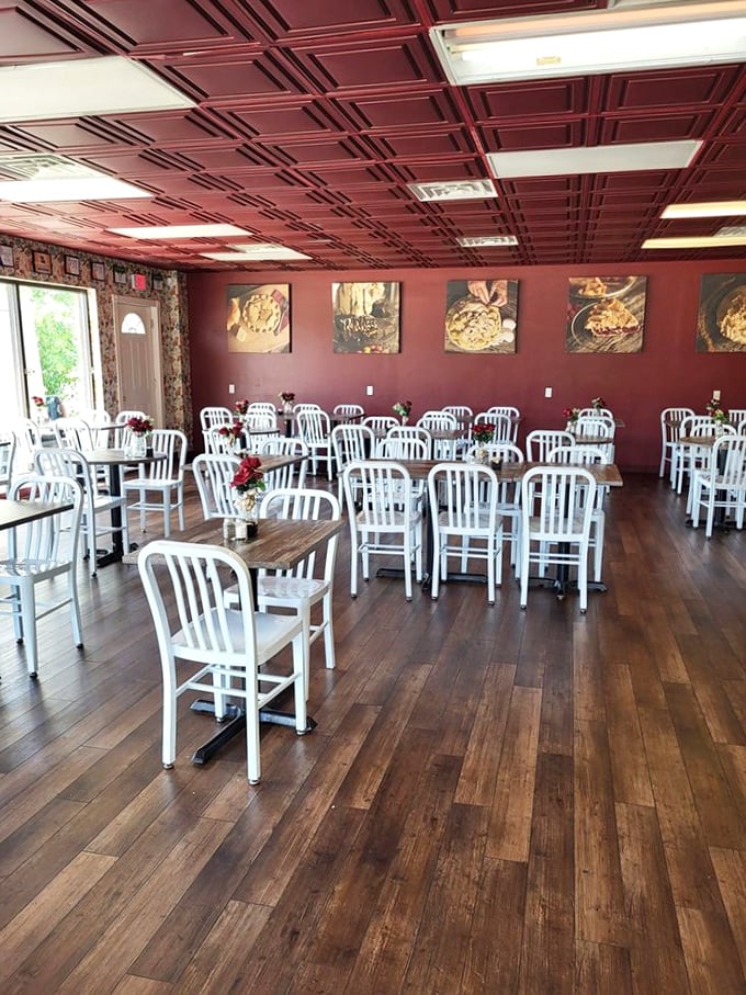 The dining room feels like being invited to a family gathering where the host happens to be a pie genius. Simple, welcoming, and focused on what matters most.