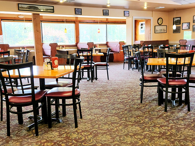 The dining room—where strangers become neighbors and everyone's united by the universal language of "pass the syrup, please."