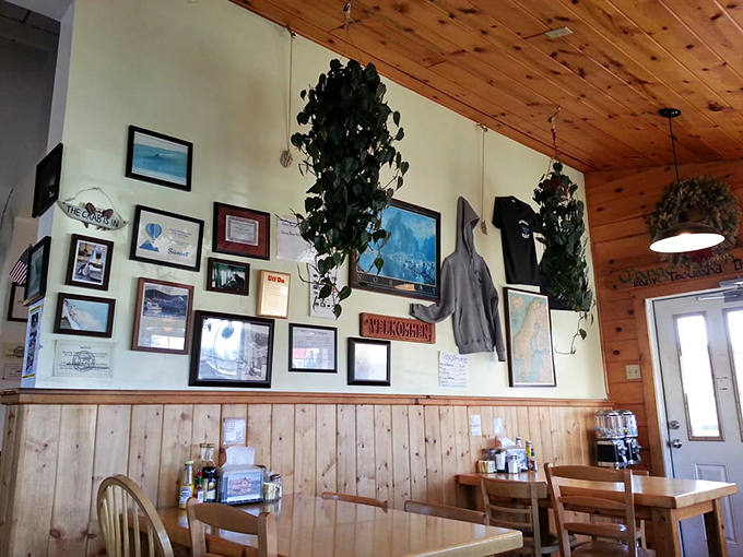 A wall of memories and maritime charm. That "VELKOMMEN" sign isn't just decoration—it's a promise of hospitality to come.