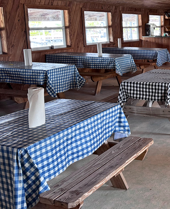 Another angle reveals more wood paneling because apparently one wall wasn't enough&mdash;commitment to the aesthetic is admirable.