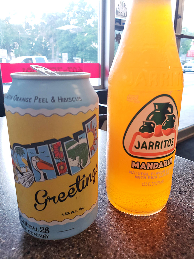 Even the beverages here understand the assignment. Florida sunshine in liquid form &ndash; the perfect companion to sandwich bliss.