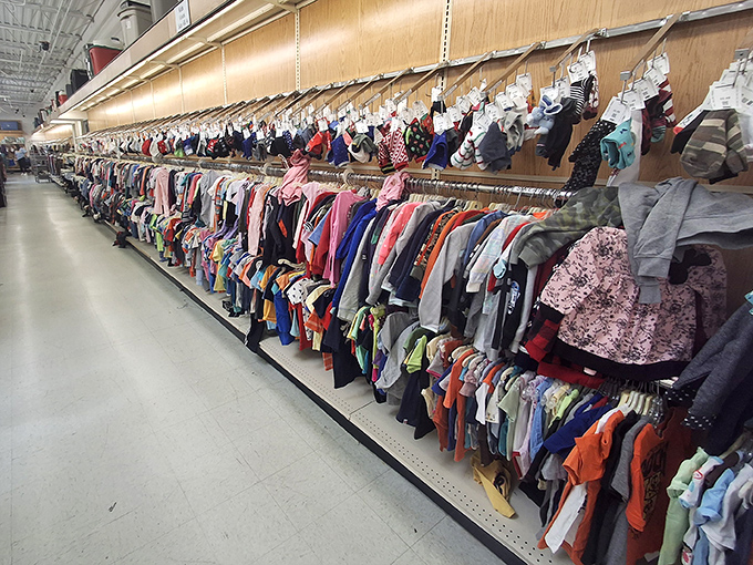 The children's clothing aisle: where tiny wardrobes get refreshed without breaking the bank. Growing kids and shrinking wallets find harmony here.