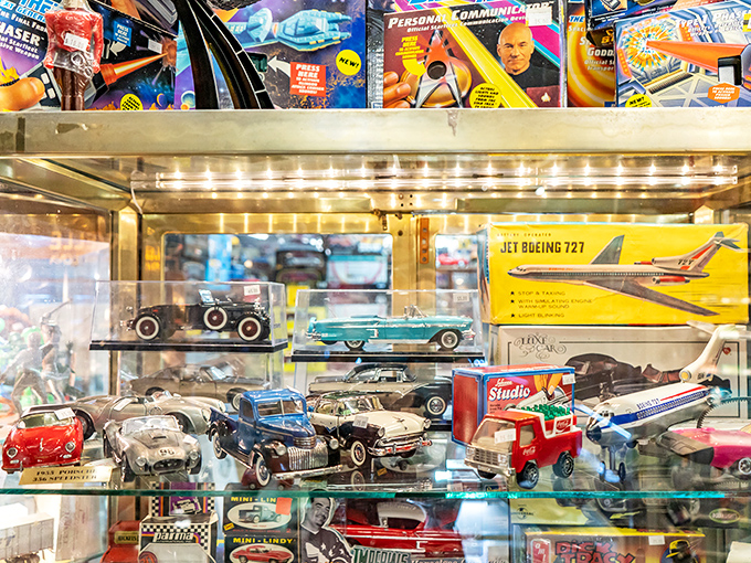 Vintage toy displays transport adults back to childhood faster than a DeLorean at 88 mph. These miniature time machines come with memories built in.