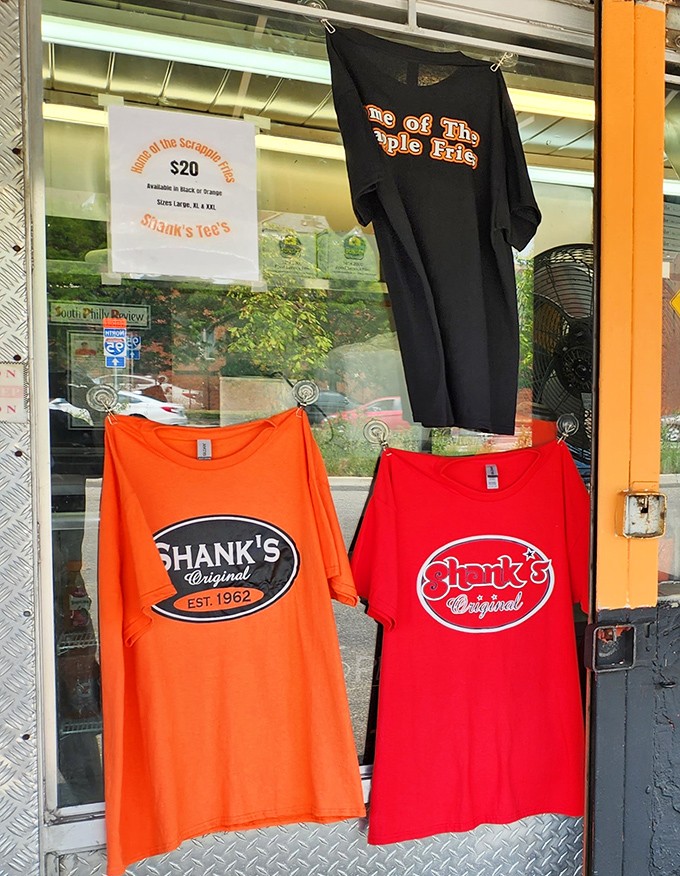 Shank's merch proudly displayed&mdash;because when you love a sandwich this much, you want to wear the t-shirt too. 