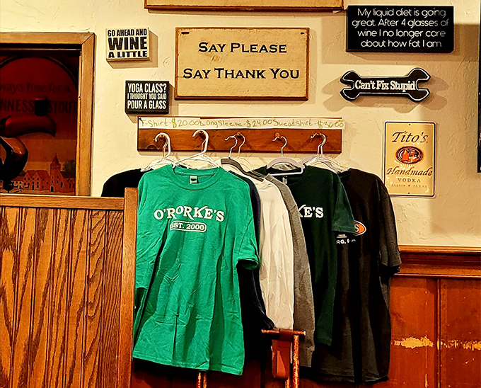 The wall of merchandise and witty signs reveals O'Rorke's personality&mdash;a place that doesn't take itself too seriously, except when it comes to the food.