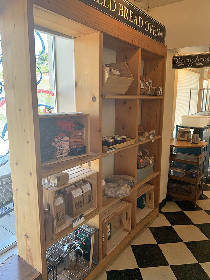 The shelves tell a story of craftsmanship and care. This isn't just a retail space&mdash;it's where bread lovers come to worship at the altar of grain.