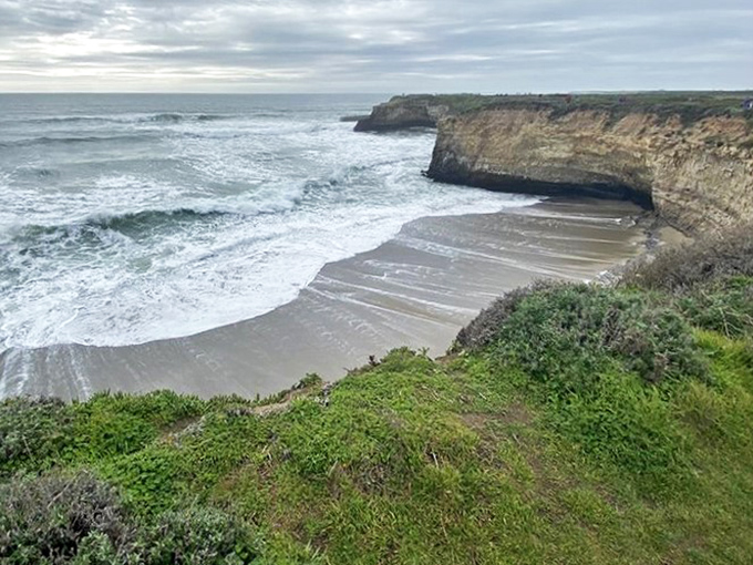 Moody skies and churning waters create nature's perfect drama. Like watching a soap opera where the characters are waves and cliffs.