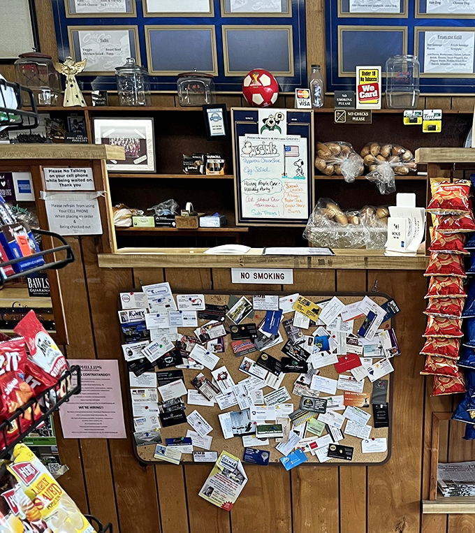 The counter at Earl's&mdash;where business cards accumulate, chips dangle temptingly, and sandwich dreams come true daily.