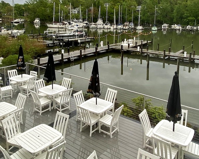 A waterfront view that reminds you these boats aren't just for show&mdash;they're the reason your dinner was swimming this morning.