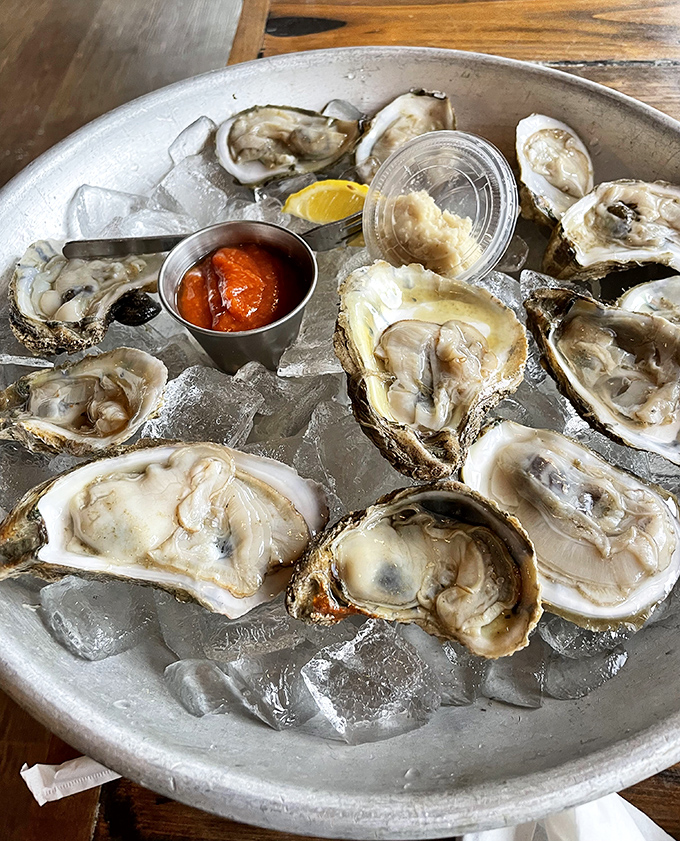 Oysters on the half shell&mdash;nature's perfect appetizer. Briny, fresh, and just waiting for a squeeze of lemon and a moment of appreciation.