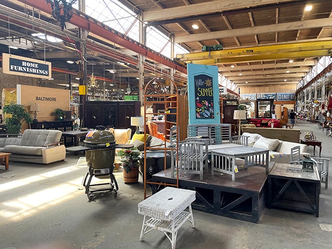 The home furnishings section offers everything from patio furniture to vintage signs. That egg-shaped grill might just be your backyard's missing statement piece.
