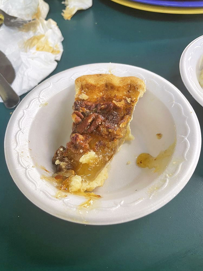 Pecan pie with that glistening, amber filling &ndash; the kind that makes you want to skip the main course entirely.