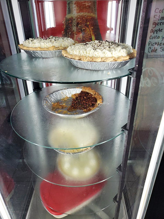 Homemade pies rotating in their glass case like delicious carousel horses waiting for their lucky riders.