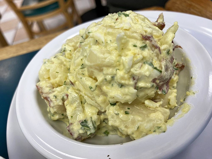 Potato salad that clearly didn't come from a plastic tub. Someone's grandmother is behind this recipe, and she doesn't believe in skimping.