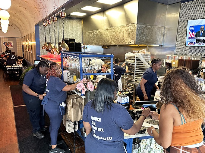 Behind the scenes where breakfast dreams come true, the staff orchestrates morning symphonies of sizzling, flipping, and plating with practiced precision.