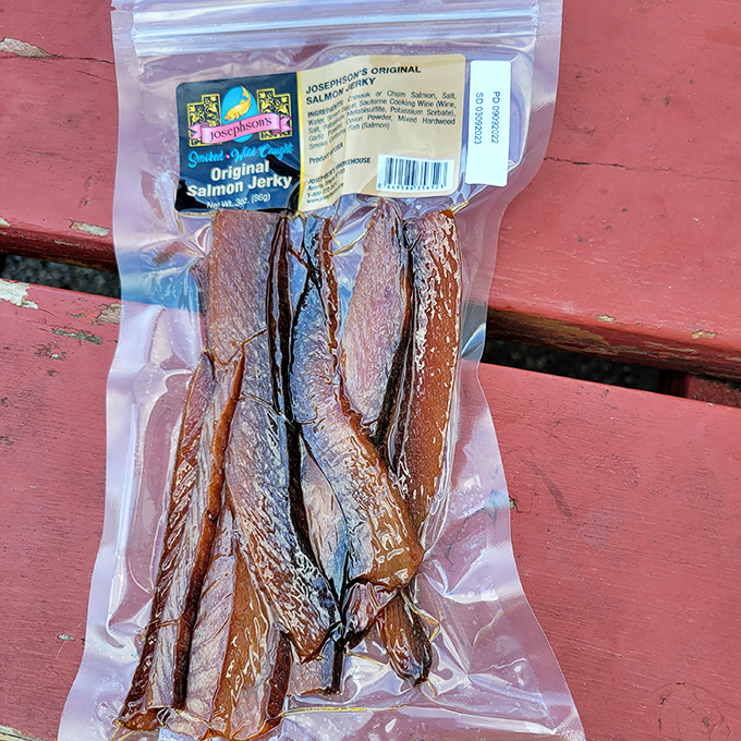 Salmon jerky that makes beef jerky look like the underachiever of the protein snack world &ndash; chewy, flavorful sustenance that belongs in every hiker's pack.