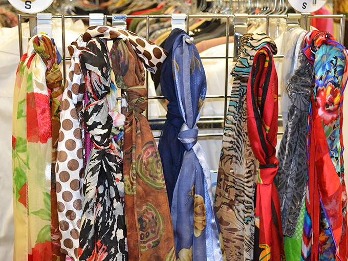 Silk scarves in patterns that would make Herm&egrave;s designers nod in approval. Instant style upgrade for less than your morning latte.