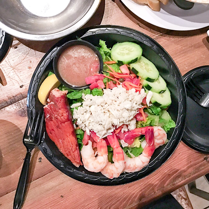 A seafood salad that makes eating greens feel like cheating. When shrimp and crab join the party, lettuce suddenly gets interesting.