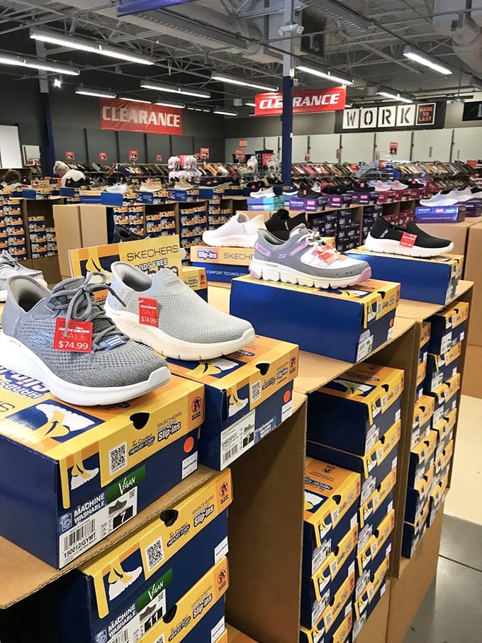 The Skechers clearance section – where the thrill of finding your size in that perfect walking shoe rivals winning the Florida lottery.