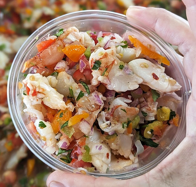 Shrimp ceviche that's like a beach vacation for your taste buds, minus the sunburn and sand.