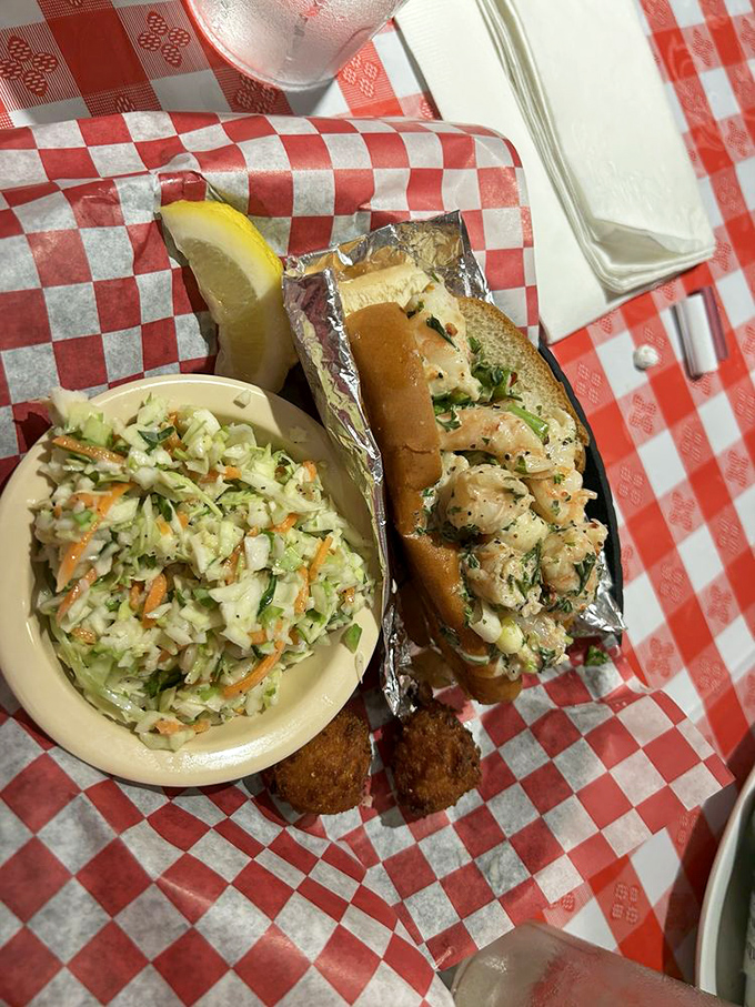 A proper shrimp roll should transport you to a New England dock without the airfare. This one has first-class tickets.