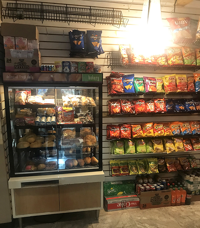 Carb heaven meets snack nirvana. This display proves that shopping stamina requires proper fueling&mdash;preferably with something wrapped in cellophane.