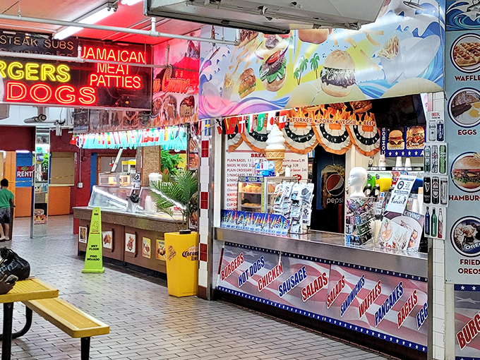 The snack bar serves comfort food that pairs perfectly with the thrill of finding incredible deals.