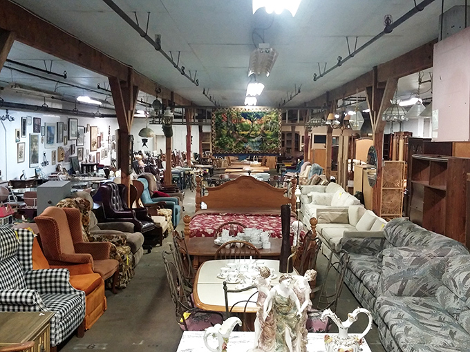 Sofa so good! This furniture section could furnish an entire neighborhood with comfortable seating options from every decade of the last century.