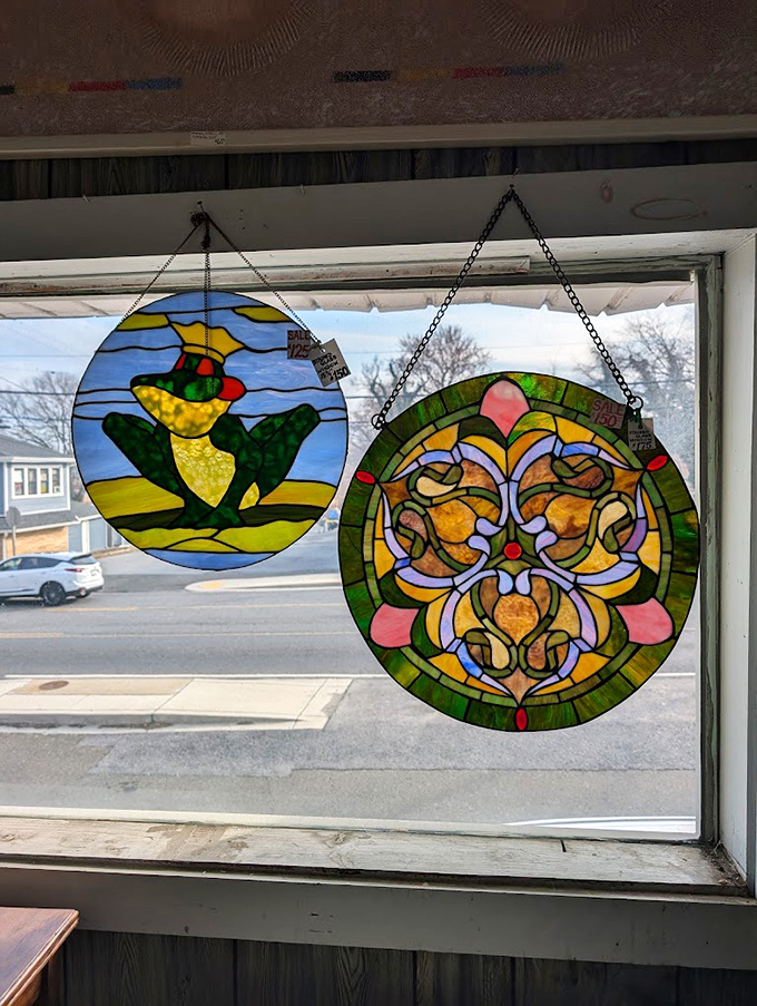 Sunlight streams through handcrafted stained glass suncatchers. Like Instagram filters for your windows, but crafted by actual human hands.