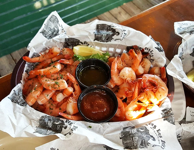 A basket of perfectly steamed shrimp that makes you wonder why you ever eat anything else.
