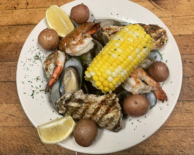 A seafood boil that's basically a treasure chest of the ocean &ndash; corn on the cob playing the role of golden doubloon among the briny jewels.