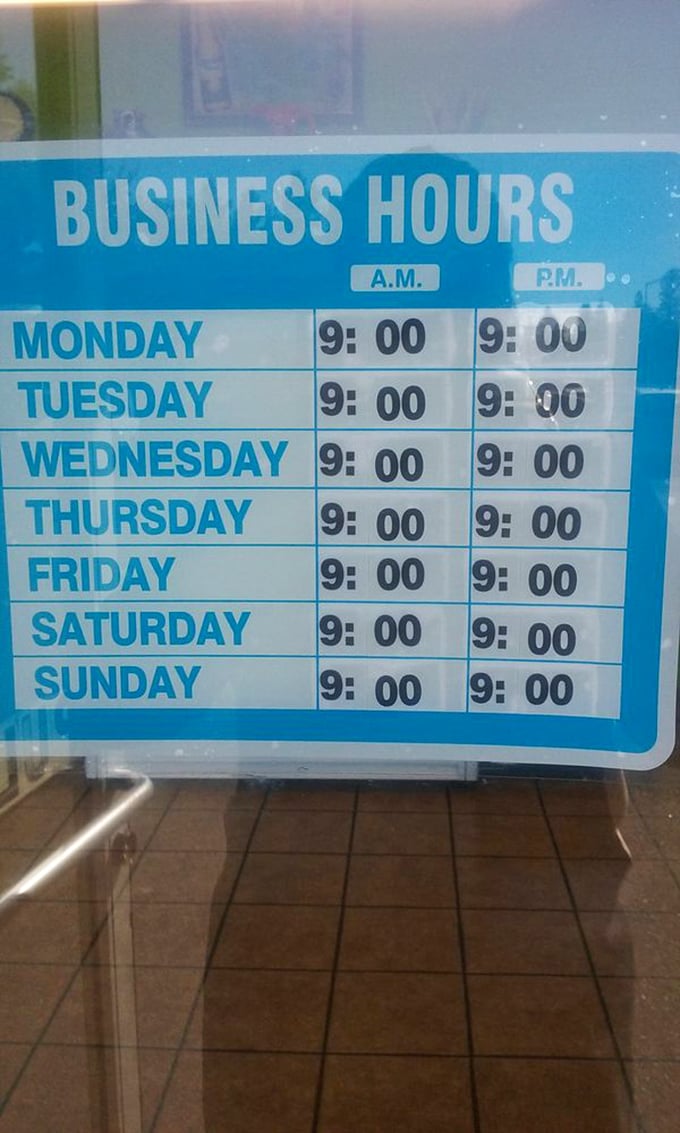 Open 9-9, seven days a week&mdash;because taco cravings don't check calendars. These hours aren't just convenient; they're practically a public service announcement.