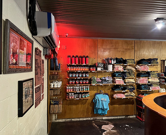 The merchandise wall is where barbecue fans become barbecue evangelists. Take home a piece of the magic &ndash; or at least a t-shirt.