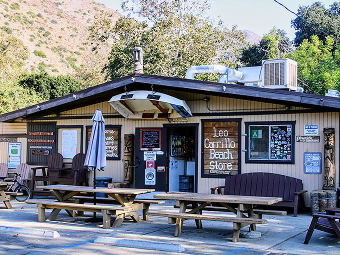 The Leo Carrillo Beach Store &ndash; where forgotten sunscreen and impromptu picnic supplies meet the charm of old-school beach commerce. 