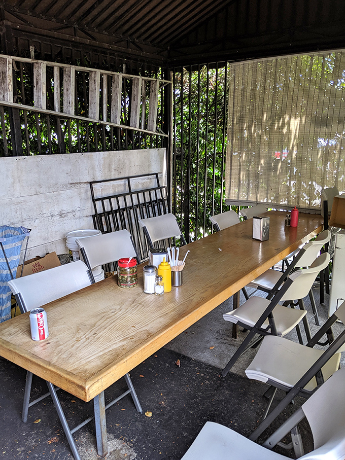 This weathered communal table has hosted more delicious meals and meaningful conversations than most five-star restaurants ever will.