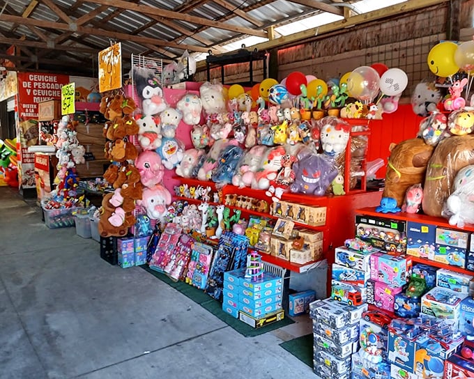 Stuffed animal kingdom! From traditional teddy bears to trendy capybaras, this colorful menagerie ensures no child leaves empty-handed.