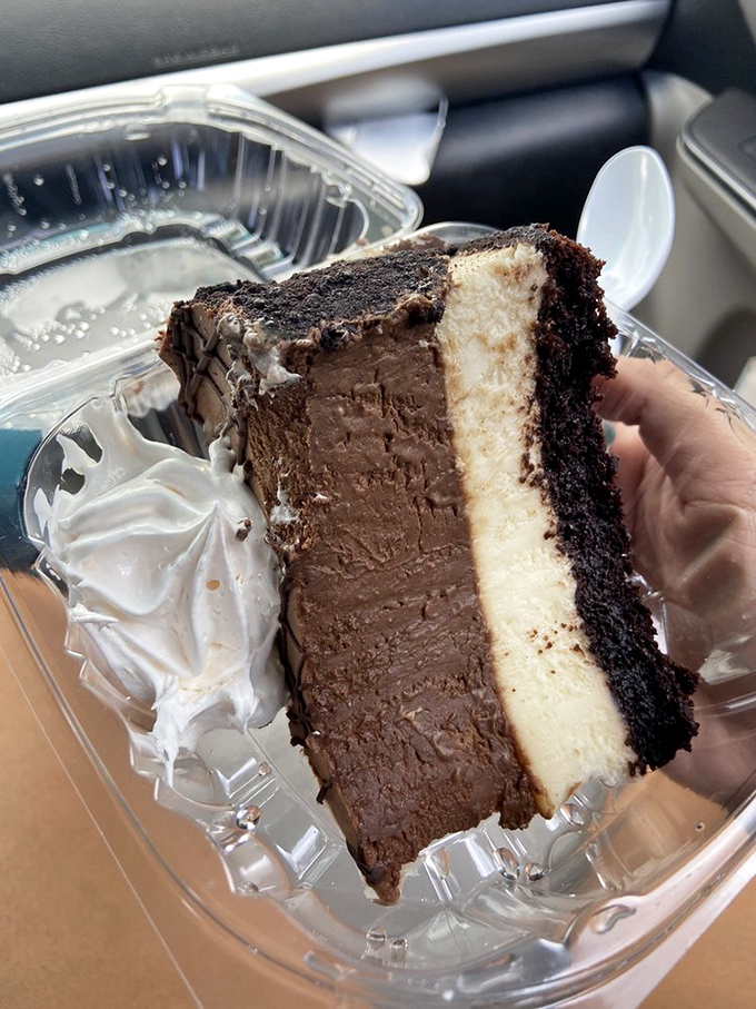 The tuxedo cake looks dressed for an occasion fancier than a diner dessert case, but that's the beauty of places like this &ndash; unexpected delights.
