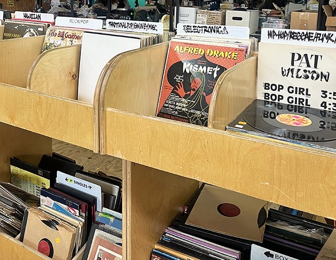 Vinyl hunters, prepare to lose track of time. These record bins hold forgotten gems between the inevitable Herb Alpert albums.