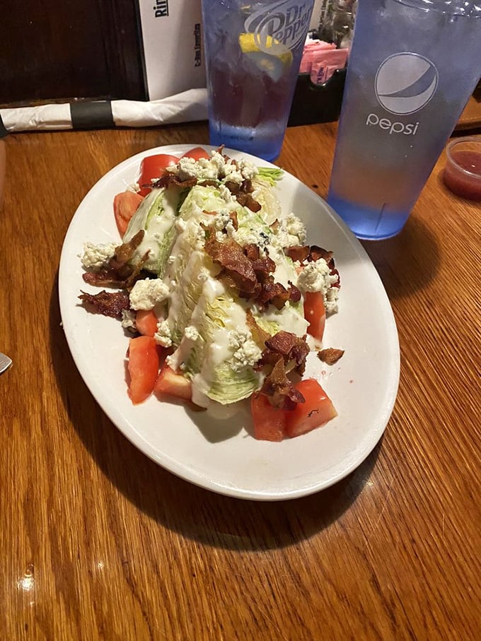 A wedge salad that doesn't apologize for being mostly bacon and blue cheese. It's technically a vegetable, which makes it practically health food.