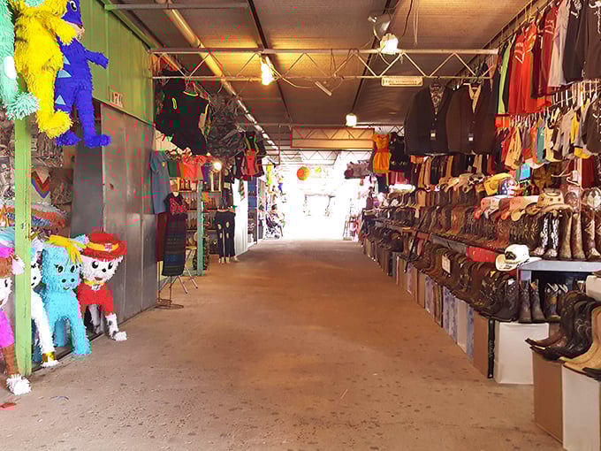 Cowboy boot heaven! The 77 Flea Market's indoor corridors showcase western wear that would make John Wayne proud.