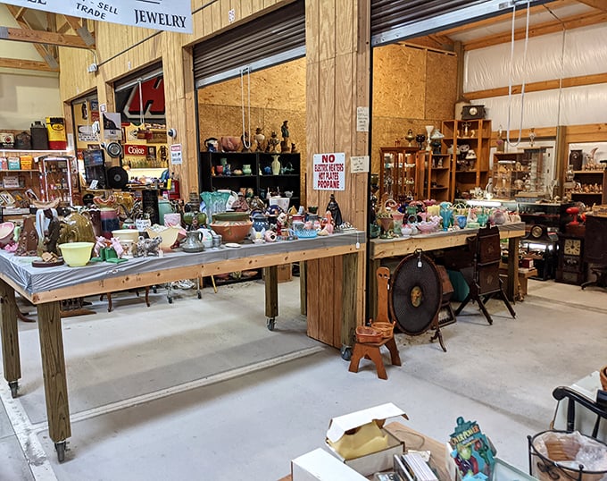 Well-organized displays make Barnyard shopping a pleasure &ndash; none of that "rummage sale chaos" here!