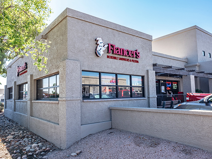 Flancer's bold sign promises "Incredible Sandwiches" &ndash; a claim they back up with every bite. Truth in advertising never tasted so good!